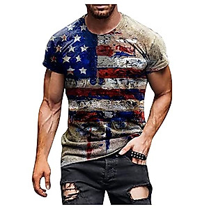 Mens Tshirts Short Sleeve, Designer T Shirts Long Sleeve T-Shirt Oversized T Shirts For Boys Plaidstreet Skull Muscle Short Sleeve Print Personality Fashion Fashion T-Shirt (1-Khaki,4X-Large)
