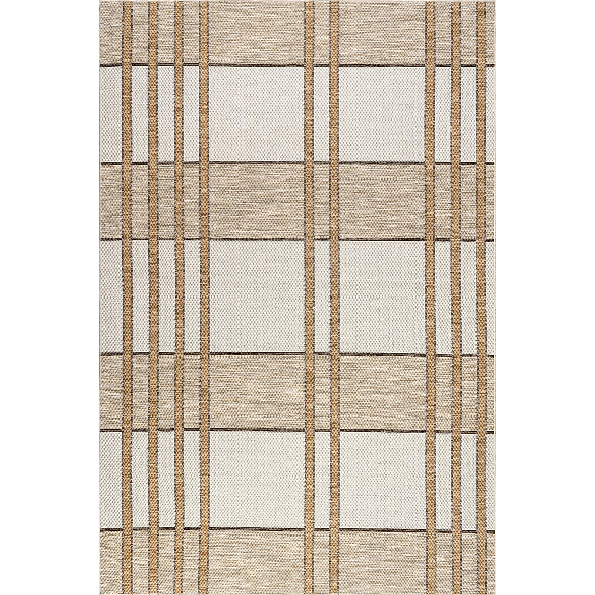 nuLOOM 7' x 9' Upgraded Performance Outdoor Area Rug, Stain Resistant, Durable, Modern, Patio, Balcony, Living Room, Dining Room, Damsel Beige