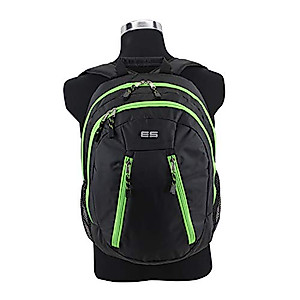 Eastsport Sport Backpack for School, Hiking, Travel, Climbing, Camping, Outdoors - Black/Lime Green Trim