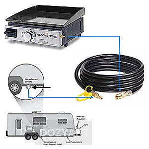 DOZYANT Propane Quick Connect Convertion Adapter Fitting with 12 Feet Extension Hose for Blackstone 17"/22" Griddle, Connect to RV Trailer with Quick-Connect Kit