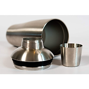 Stock Harbor Stainless Steel 30 Ounce (887 Milliliter) Double Wall Cocktail Shaker Vacuum Insulated Tumbler and Shaker Top; Matte Polished