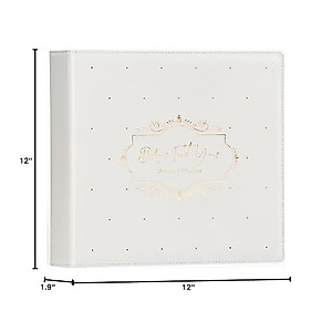 Keepsake Baby Memory Book Girl Boy – Timeless Leather-Bound Baby Milestone Book – Baby Book Keepsake Record First 5 Years – Gender Neutral Baby Scrapbook Album, Baby Album Journal Registry Search Gift