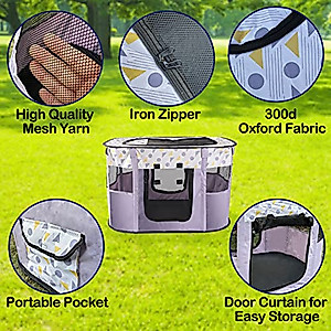 Apatal Portable Pet Playpen, Foldable Cats Exercise Enclosure Pen Tents Cat Delivery Isolation Room Dog Crates Kennel House Great for Indoor Outdoor Travel Use Pets Puppy Kitten Rabbit