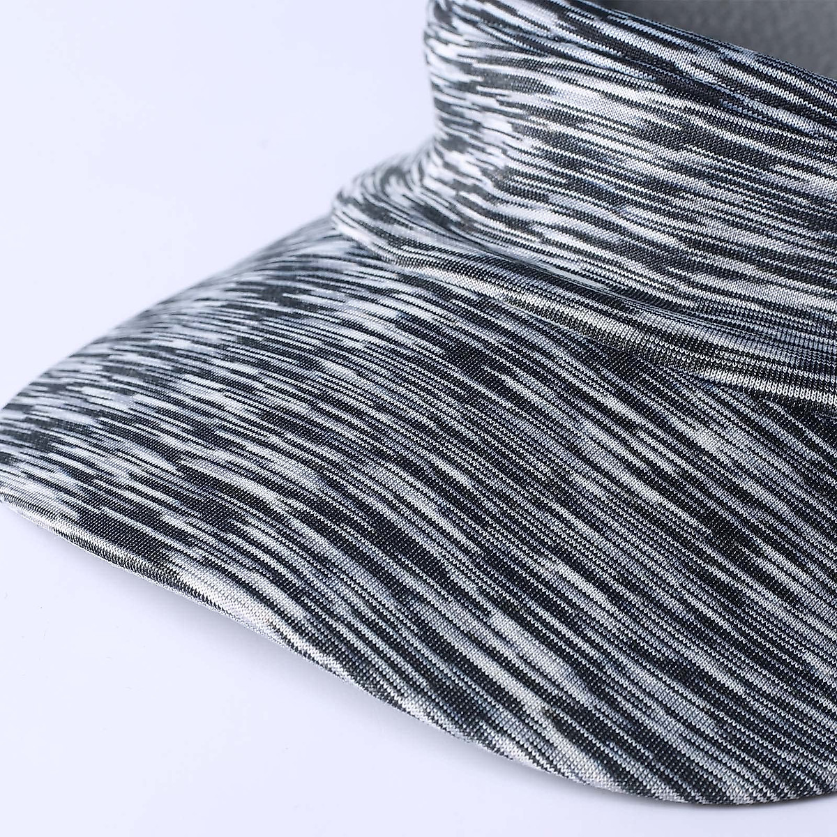 P.D.Creek Ultralight Sun Visor Hat Stretchy Non-Slip Sweatband, Elastic Sun Cap for Outdoor Sports, Running Black&grey One Size