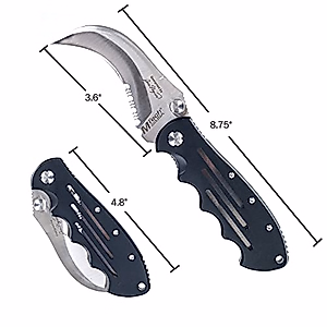 Whetstone Cutlery Hawk Bill Blade Stainless Steel Folding Knife, Black, 8. 75 inches