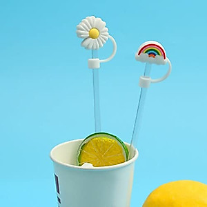 8 Pieces Straw Covers Cap, Silicone Straw Covers, Straw Covers Cloud, Straw Covers Cap For Stanley Cup, Patterned Straw Cover, Stanley Straw Cover, (6-8 mm / 0.24-0.32 inch)