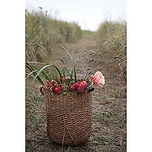 Creative Co-Op Hand-Woven Bankuan Bucket w/Handle, Natural Basket, 13" L x 13" W x 17" H