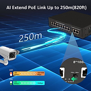 PoE Switch - Cimodun 8 Port PoE Switch with 2 Gigabit Uplink, 802.3af/at PoE+ Port 8 Ethernet Switch, 120W Built-in Power, Unmanaged Metal Plug and Play