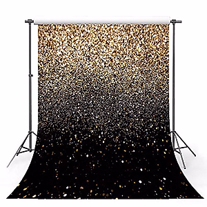 MEHOFOTO 6x8ft Gold Glitter Sequin Spot Black Prom Backdrops Starry Sky Shining Abstract Photo Background Child Birthday Party Banner Wedding Projection Screens Photography Studio Props