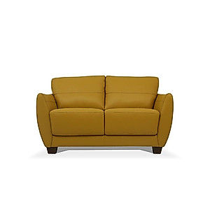 Acme Valeria Leather Loveseat in Mustard
