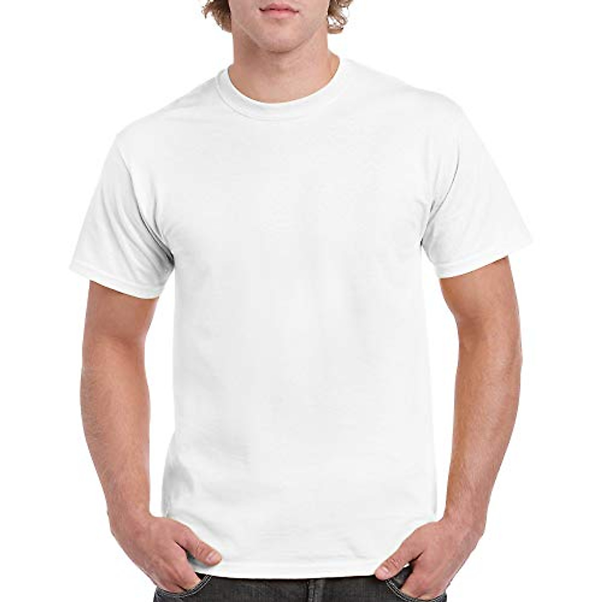 Gildan mens Heavy Cotton T-shirt, Style G5000, Multipack Shirt, White (2-pack), Large US