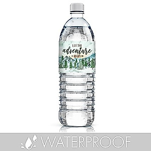 Little Adventurer Baby Shower Water Bottle Labels - Wilderness Adventure Themed Waterproof Labels -24 Stickers