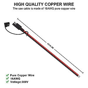 iGreely 2Pack SAE Extension Cable SAE Quick Connector Disconnect Plug for RV Trolling Motor Solar Panel (16AWG)