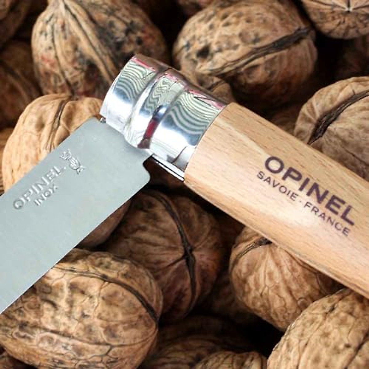 Opinel No.08 Stainless Steel Folding Knife with Beechwood Handle