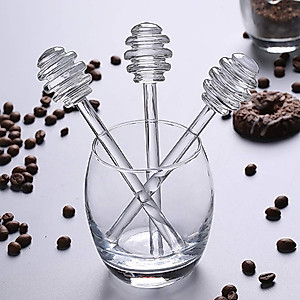 2Pcs 6" Glass Honey Dipper Sticks Stirring Sticks Server Honey Spoon Dipper Stirrer Honey Wand for Honey Pot Jar Containers Honey Dispense Drizzle, Clear