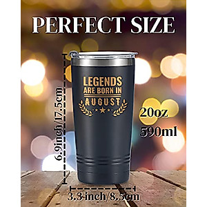 Onebttl Happy Birthday Tumbler For Men, Funny Birthday Gifts For Him, Boyfriend, Son, Husband, Dad, Son, Uncle–20 oz Stainless Steel Coffee Cup With Lid, Legends are Born in August