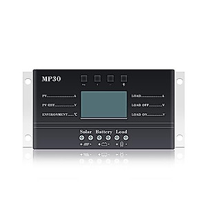 Alrska Solar Charge Controller 30A 12V/24V PWM Negative Ground Solar Charge Controller Solar Panel Regulator w/ Temp Sensor Function Fit for Lithium, Sealed, Gel, and Flooded Batteries