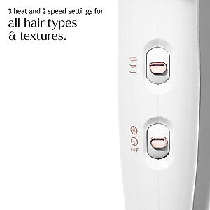 T3 Fit Compact Hair Dryer, White/Rose Gold, 1 Count