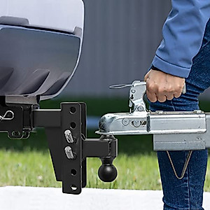 PLIOSAUR Adjustable Trailer Hitch，Adjustable Hitch 2 inch Receiver 8 inch Drop/Rise 2 5/16 Trailer Ball Drop Hitch 10000LBS Capacity with Pins