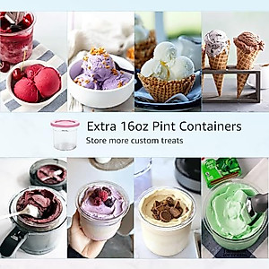 Aelfon Ice Cream Containers for Ninja Creami Pints and Lids 16oz Pint Containers 4Pack Extra Replacement Pints for Ninja Creami NC301, NC300, CN301CO, CN305A Ice Cream Maker(Gray, Green, Pink, Blue)