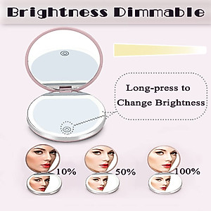 DeYesom LED Compact Mirror with Lights, Dimmable, Portable, Magnifying, Rechargeable