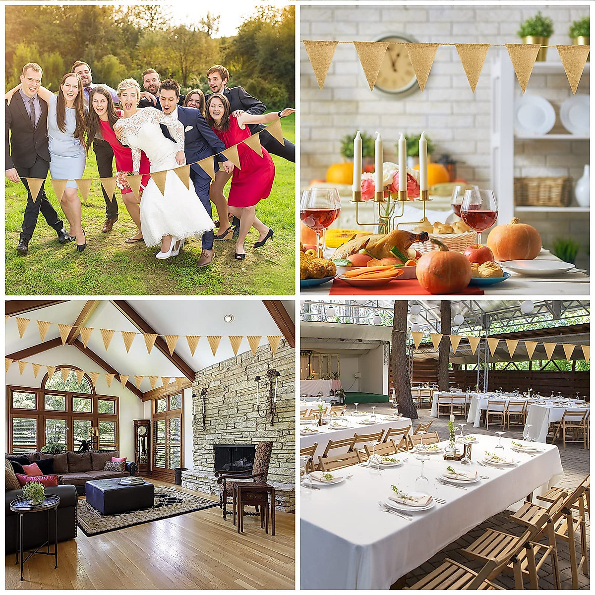 96 Pcs 59 ft DIY Valentine's Day Burlap Banner Garland Burlap Triangle Flag DIY Blank Banner Burlap Pennant Flags Make Your Own Banner DIY Valentines Decor for Wedding Birthday Graduation with String