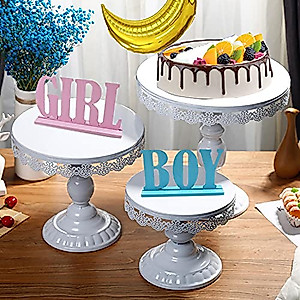 LEZIEBIRE Gender Reveal Table Decorations 2 Pieces Wooden Baby Girl Boy Table Signs Wooden Letter Blocks Blue Pink Table Centerpieces for Baby Shower Decor Gender Reveal Party Supplies