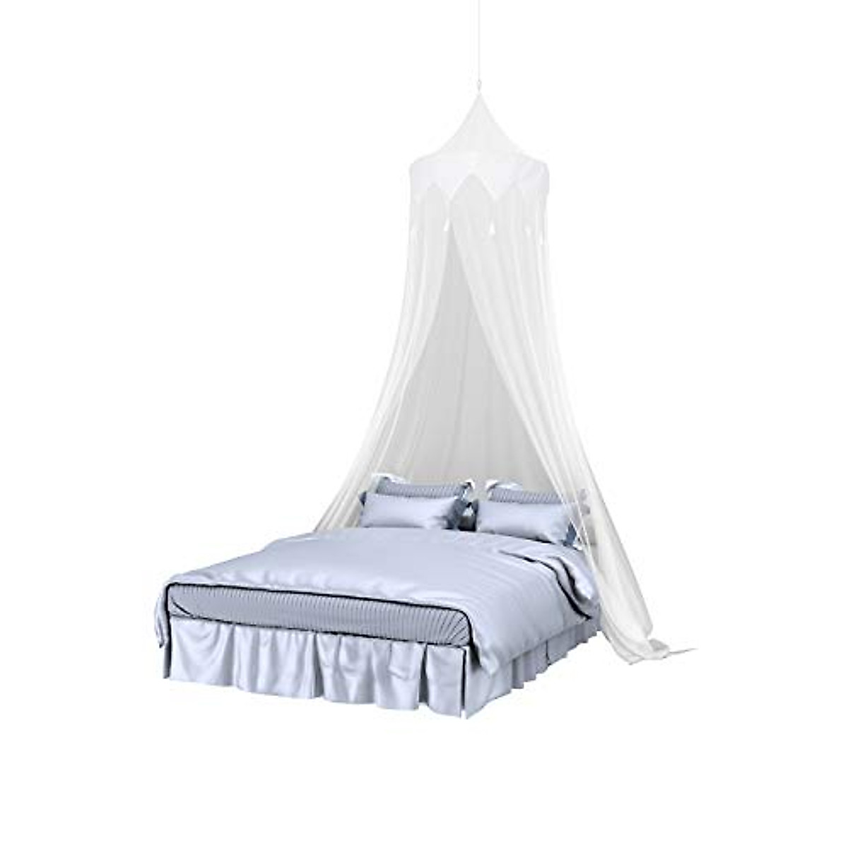 Mosquito Net for Bed Canopy Macrame Pop-Up Circular Curtain Natural Lace Large Tent Crib Netting, Carry Bag