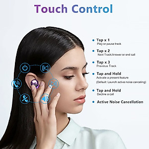 Bluetooth Headphones for Samsung Galaxy S22 Ultra Z Flip 3 Fold S22 S21 FE A13 True Wireless Earbuds Noise Canceling Deep Bass Stereo Sound Headset in-Ear with Mic for iPhone 13 14 Pro Max Violet