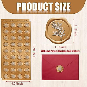540 Pieces Gold Embossed Wax Seal Stickers Vintage Embossed Envelope Seal Sticker Adhesive DIY Embossed Wax Seal for Party Favors Invitations Greeting Cards (Botany Pattern)