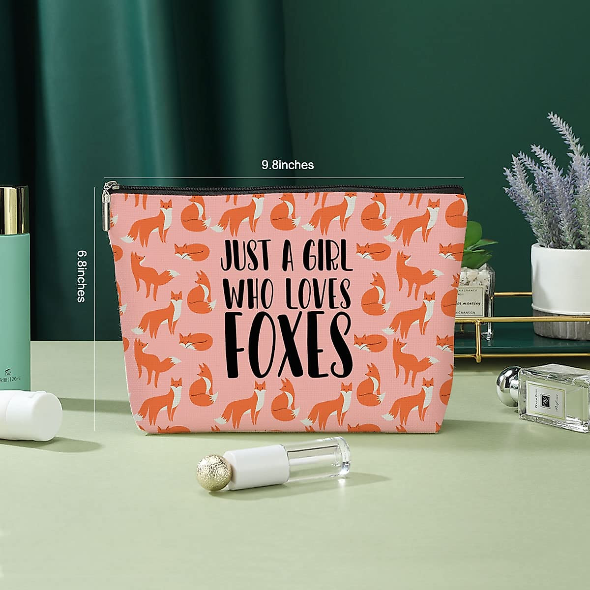 Ovfhus Fox Make Up Bag Fox Gifts Fox Party Favors Stuff Decor Cosmetic Travel Bag for Fox Lovers Women Her Mom Teens Sister Coworker Nurse Travel Senior Graduation Birthday