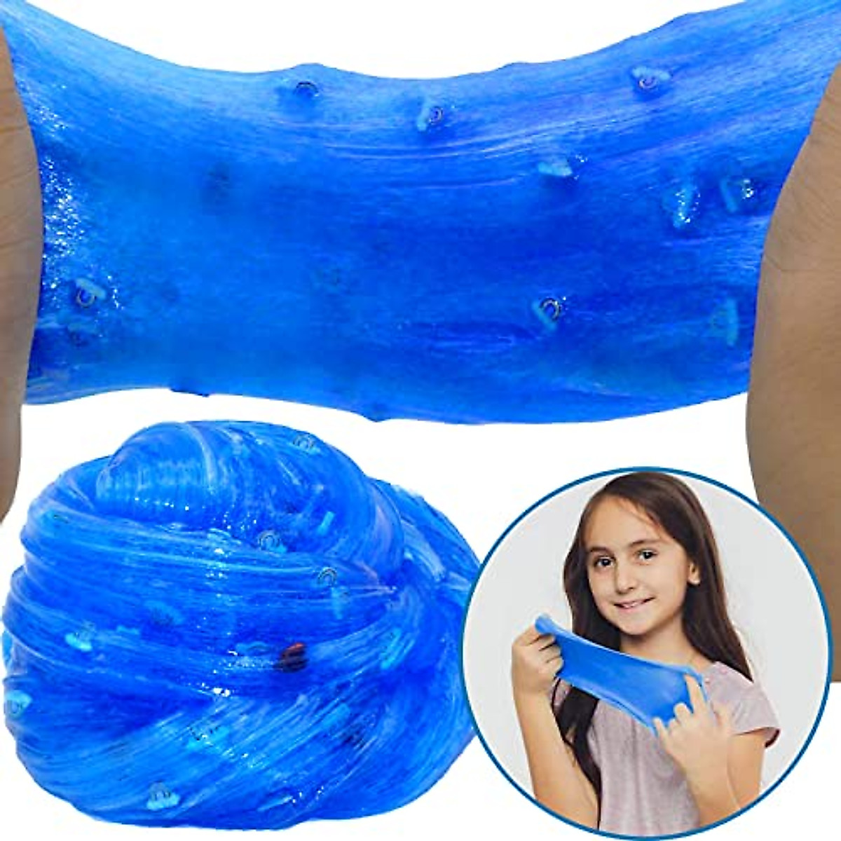 HFCHUPIN Blue Crunchy Crystal Slime,Super Soft Sludge Toy,Birthday Gifts for Kids,DIY Crystal Glue Boba Slime Party Favor for Girls & Boys.