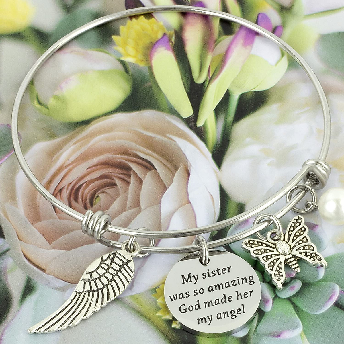 HUTIMY Sister Memorial Gifts Bracelet for Women in Remembrance My Sister Sympathy Grieving Berevment Memorial Charm Bracelets Memory Bracelet for a Loss Sisters Bracelet