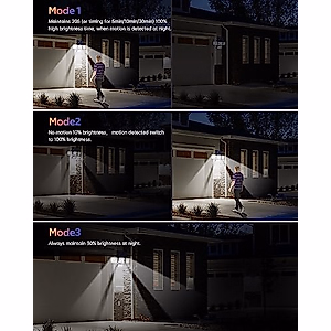 UTEBIT Solar Motion Sensor Flood Light, 4 Heads LED Security Lights, IP65 Waterproof Outdoor Wall Light, 3000LM Snowflake Lights, USB Chargeable 3 Modes Garden Yard Solar Lights for Outside