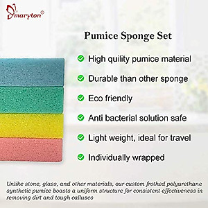 Maryton Pumice Sponge for Feet, Ultimate Pedicure Stone Callus Remover & Foot Scrubber Bulk Pack of 4(Assorted Colors)