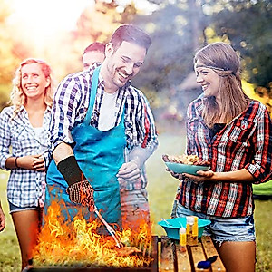 Ribetween BBQ Gloves, Heat Resistant Gloves for Cooking, Non-Slip Grill Gloves Oven Mitts, 1472°F Extreme Heat Resistant Silicone Gloves Grilling Gloves for Barbecue, Frying, Baking, 1 Pair (Gray)