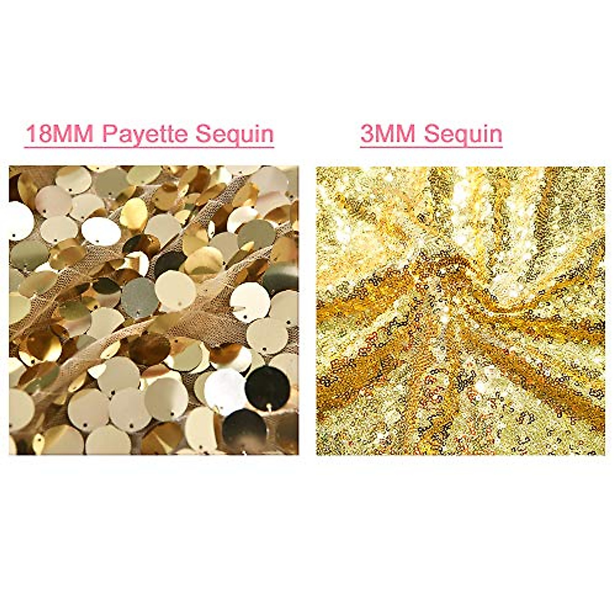 SFN Gold Payatte Sequin Drapes Curtains Panels,Fashion 9FTx9FT Backdrop Home Party Decoration Supplies