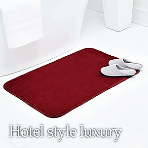 lalaLOOM Thick Memory Foam Bath Rugs, Soft Velvet is Absorbent, Bathroom Mats, Durable Dots on Underside, Machine Washable Bathmat, Carpet Rug, Plush Room Décor for Shower Floor, 24x17, Wine