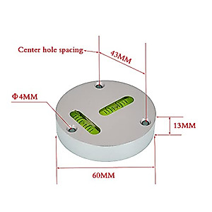 Metal round horizontal bubble T-type two-way level instrument metal level diameter 60mm accuracy 5 ′ / 2mm (silvery)