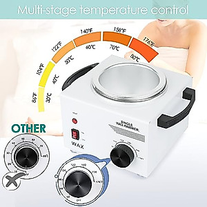 Wax Melt Warmer Professional Wax Warmer for Hair Removal Waxing Pot with 50pcs Wax Sticks, Quick Heats up Easy Read Fahrenheit, At Home Wax Heater for Wax Beans, Canned, Paraffin, or Block 16.9oz