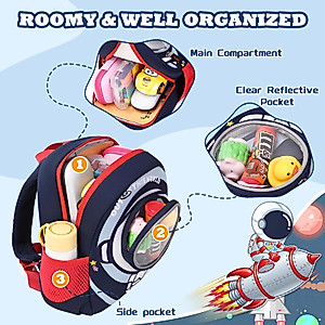 MUSEVOS Toddler Backpack, Neoprene Preschool Backpack for Kids Cartoon Baby Backpack with with Anti-lost Safety Leash for Daycare Outdoor