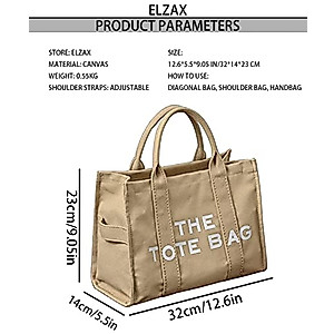 The Tote Bag for Women, Canvas Work Travel Handbag with Shoulder Strap Top-Handle Shoulder Crossbody Bags for Daily, Office (khaki)