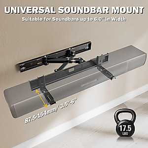 Mounting Dream Universal Soundbar Mount, Sound Bar Bracket Extends 3'' to 7.3'' for Easy Cable Access, Soundbar Wall Mount for Samsung, Sony, Bose, LG, Vizio & More Soundbars up to 17.5LBS