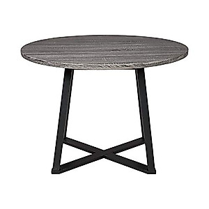 Signature Design by Ashley Centiar Mid Century Round Dining Room Table, Gray & Black & Centiar Mid Century Dining Room Bucket Chair, Set of 2, Black