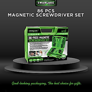 SWANLAKE 86PCS Magnetic Screwdriver Set,Includes Slotted/Phillips/Torx Mini Precision Screwdriver, Replaceable Screwdriver Bits and nut drivers With Sturdy tool box