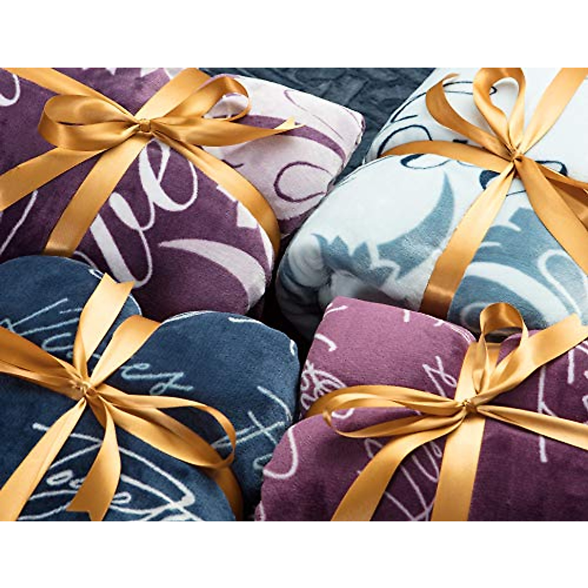 Chanasya I Love You Gift Throw Blanket- Sherpa Microfiber Unconditional Love Together Forever Throw- for Women Men Girlfriend Boyfriend Husband Wife (50x65 Inches) - Blue Blanket