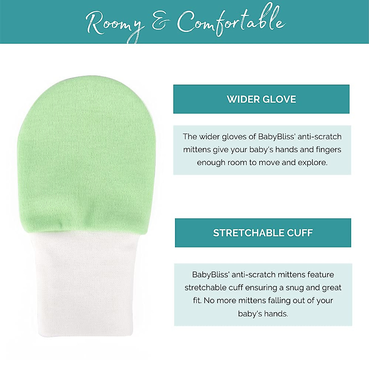 Anti-Scratch Baby Mittens - Pack of 7 Unisex Newborn Mitts - No Scratch Gloves for Boys and Girls - Cotton Gloves for Infants 0-6 Months Old with Laundry Bag (Large - for 3-6 Months)