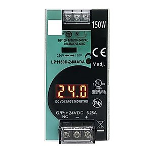 150W 12V 24V 36V DC Power Supply, Digital Display Rail Type Industrial Switch Power Supply(LP1150D-12MADA)
