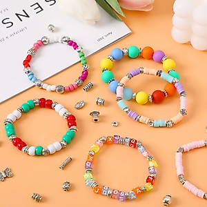 UPINS 300Pcs Silver Spacer Beads for Jewelry Making Bracelet Necklace Crafts Silver Beads Metal Alloy Beads Loose Spacer Beads with Radom Styles for DIY