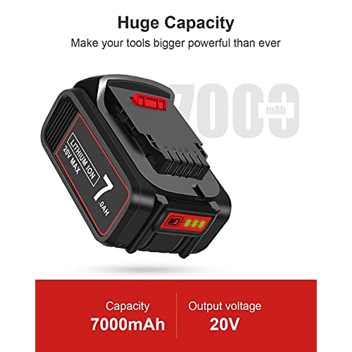 Lenoya 7000mAh Replacement for Dewalt 20V Battery DCB207 2Packs